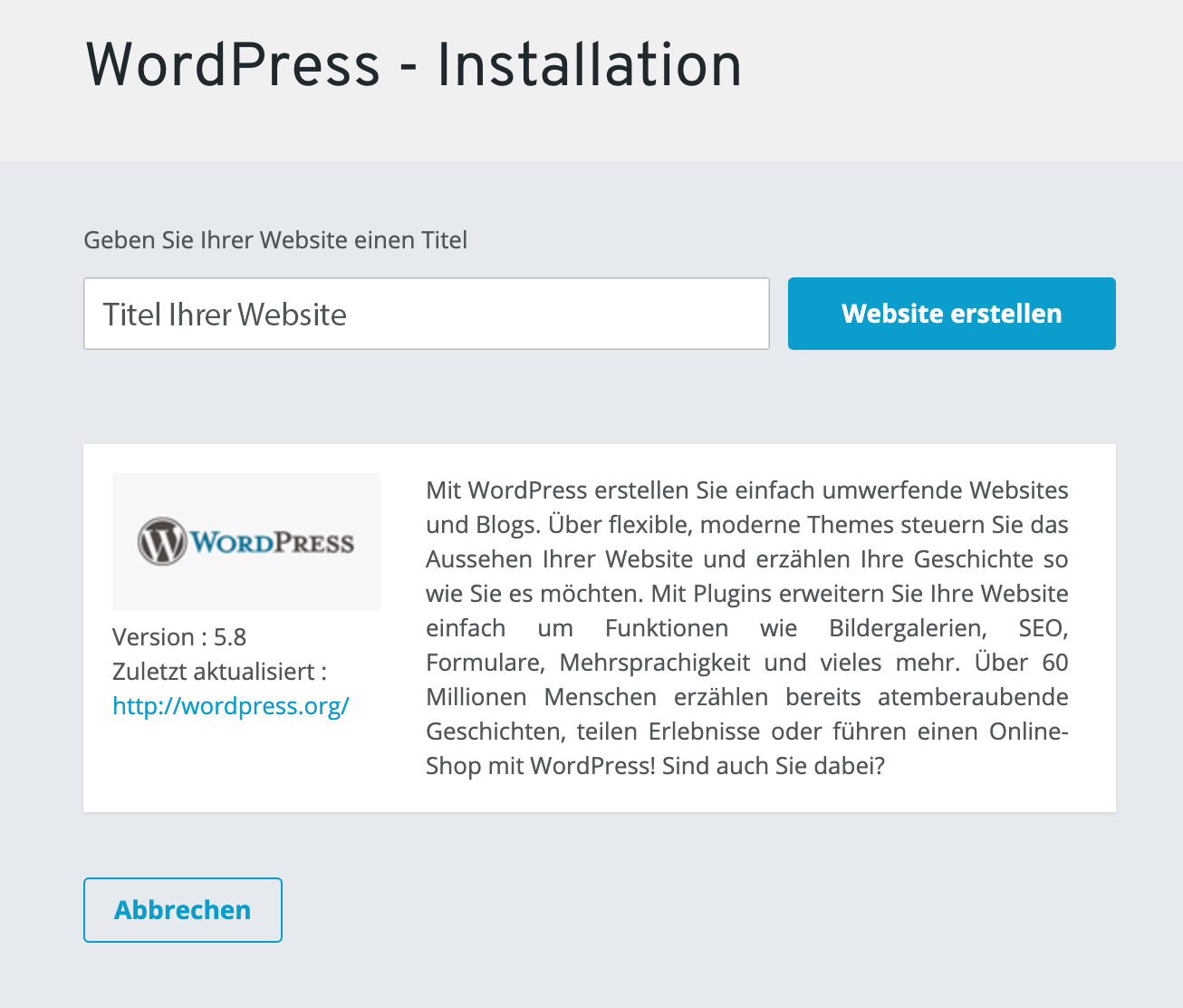 WordPress einfach installieren Beispiel 1&1 - Blog artif Tübingen